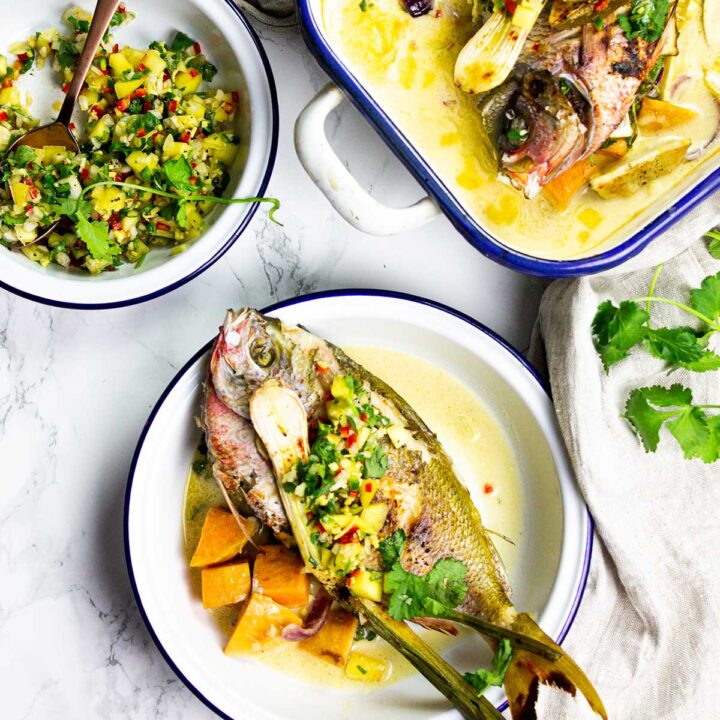 Baked Whole Snapper with Mango Salsa - Done in 30 Minutes - Flavourise