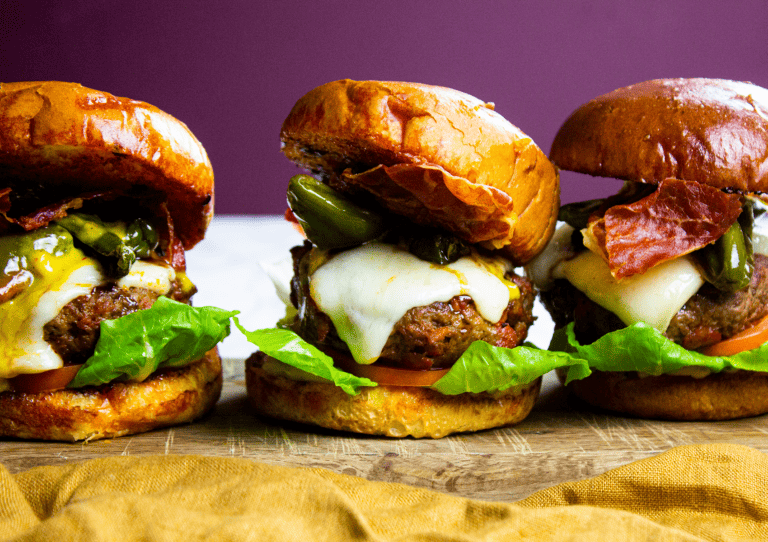 Spanish Burger with Beef, Chorizo, Manchego & Padron Peppers