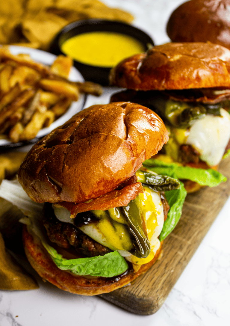 Spanish Burger with Manchego and Padron Peppers - Flavourise
