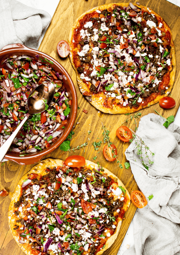 Arabic Pizza with Spiced Lamb, Feta & Restaurant-Style Crust