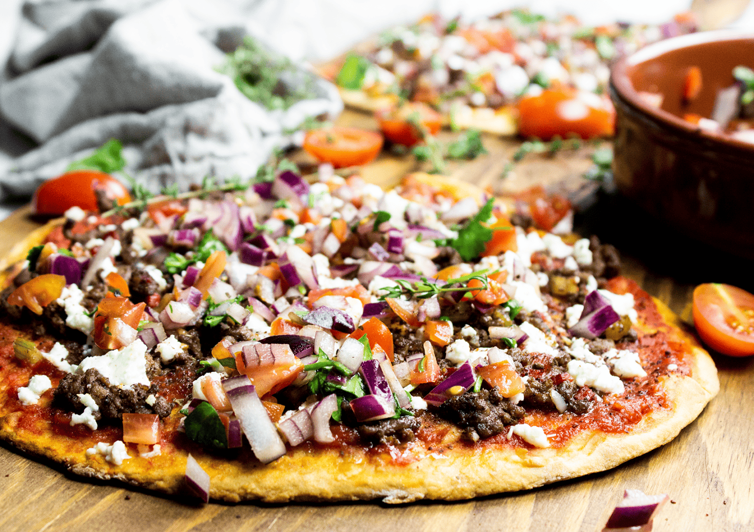 Arabic Pizza with Spiced Lamb and Feta Cheese - Flavourise