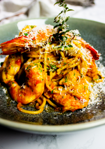 Prawn Bisque Pasta with Harissa - Flavourise