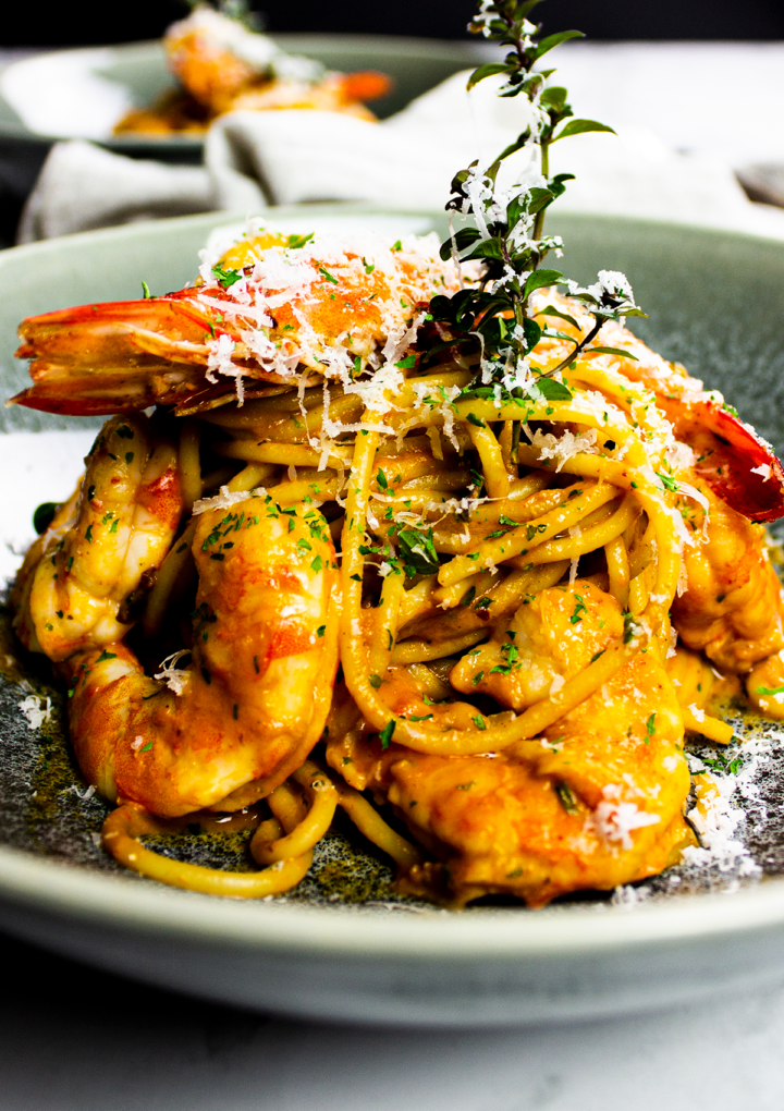 Prawn Bisque Pasta with Harissa - Flavourise